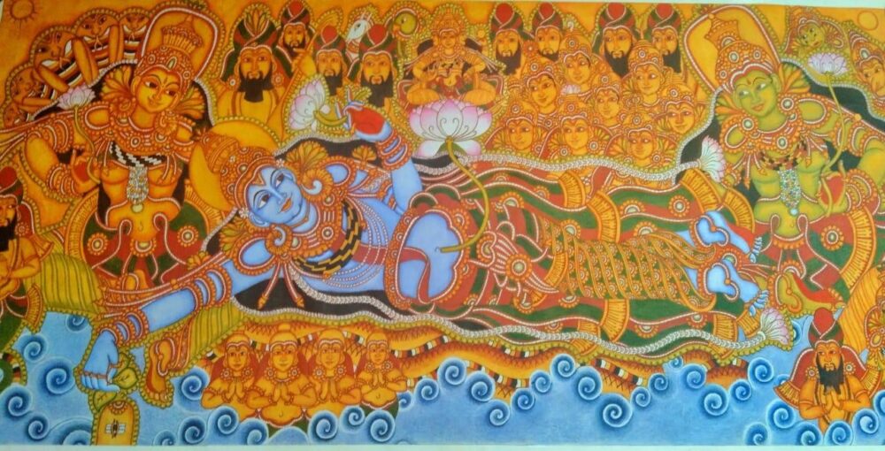 Ananthashayanam - Kerala Mural (173 x 85 cms) - International Indian ...