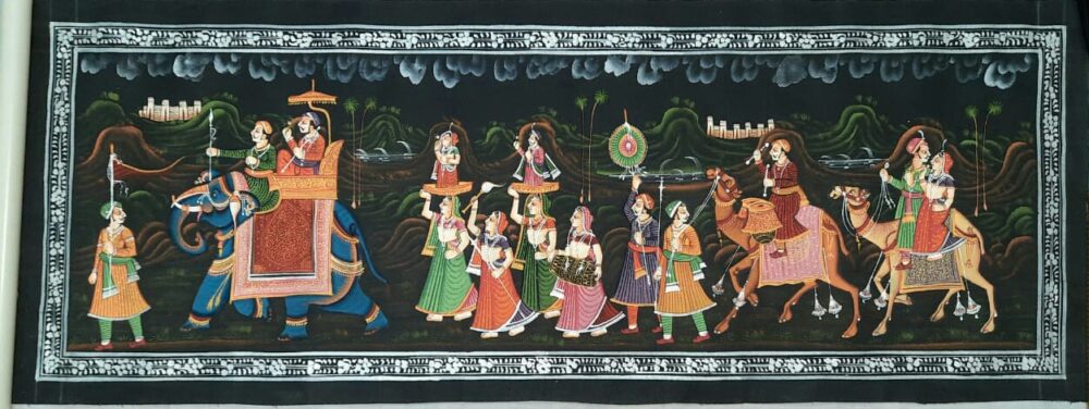 Rajasthani Ganguar Procession (96 x 34 cms) - International Indian Folk ...