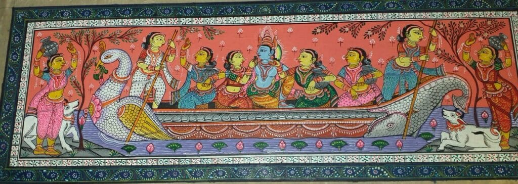 Mahabharat Yudh - Pattachitra Painting (14"x42") - International Indian ...