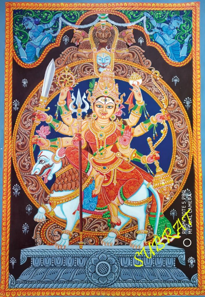Jay Maa Durga #1, Pattachitra Painting (18" x 30") - International ...