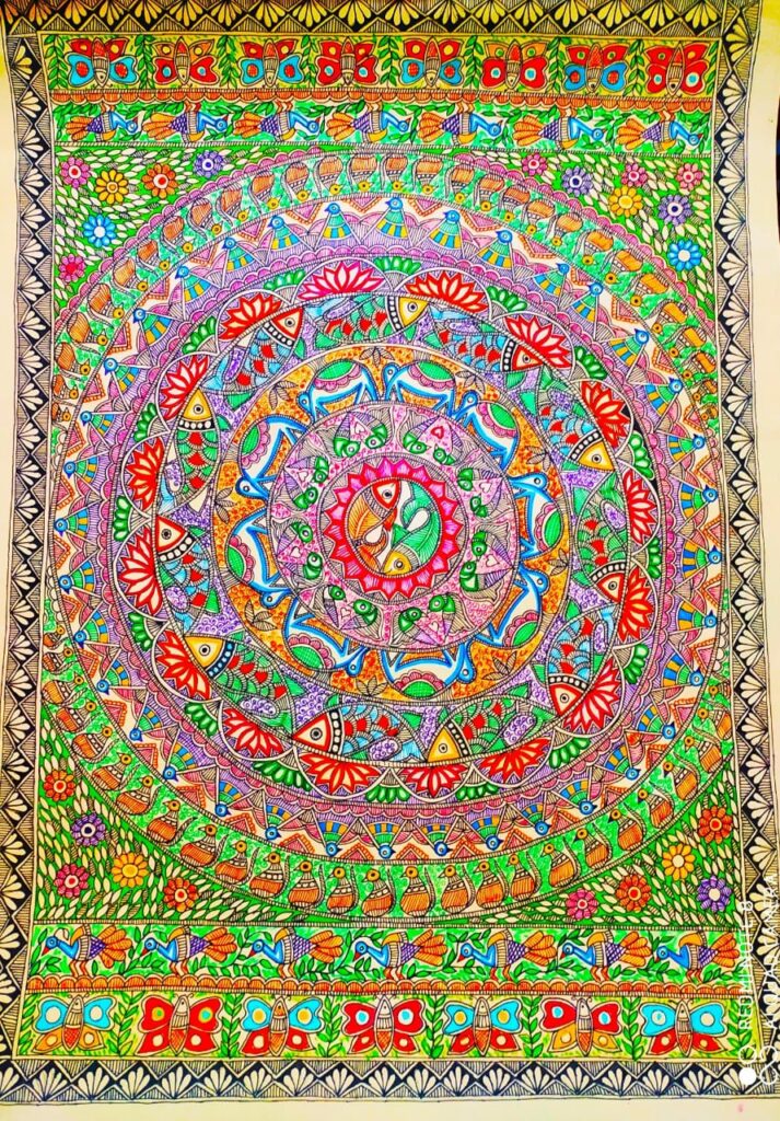 Godna Art - Madhubani painting (22" x 30") - International Indian Folk ...