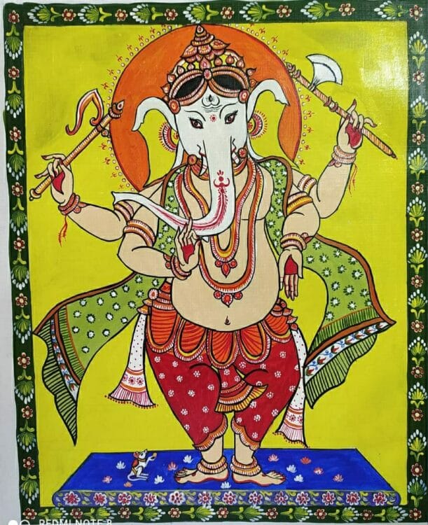 SRI GANESH - Pattachitra painting (12" x 18") - International Indian ...