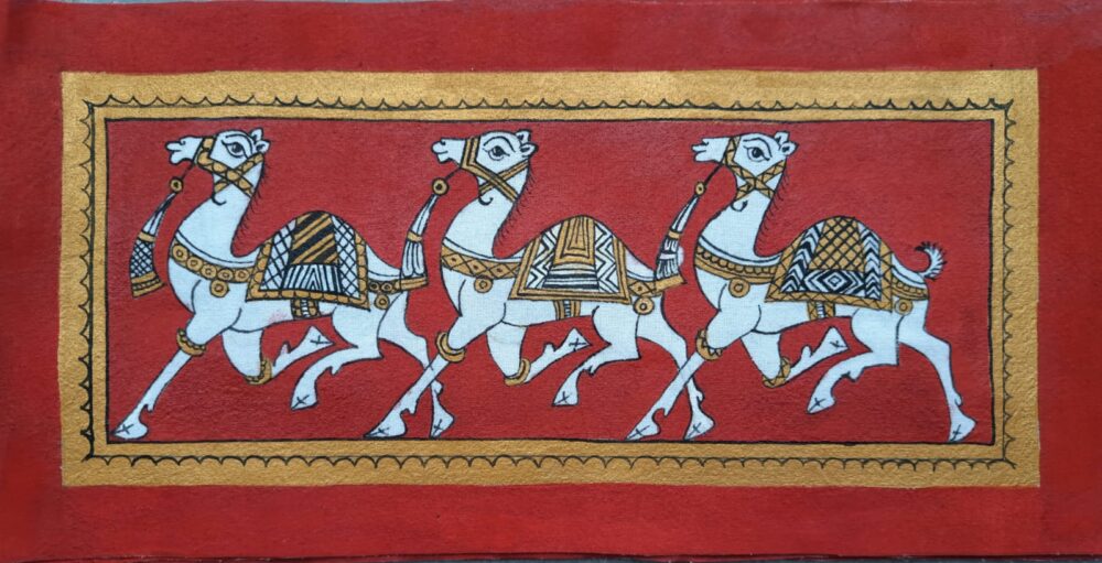 Three Camels - Phad painting (12" x 6") - International Indian Folk Art ...