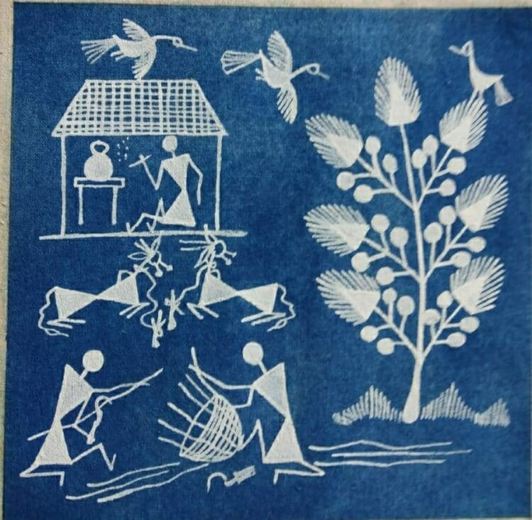 Village Activities - Warli painting (15" x 10") - International Indian ...