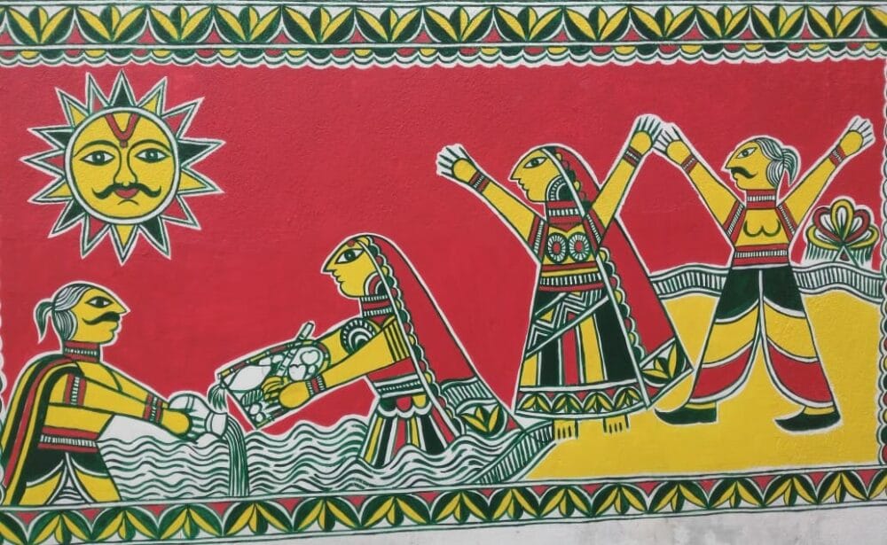 Manjusha painting #1 (48" x 36") - International Indian Folk Art Gallery