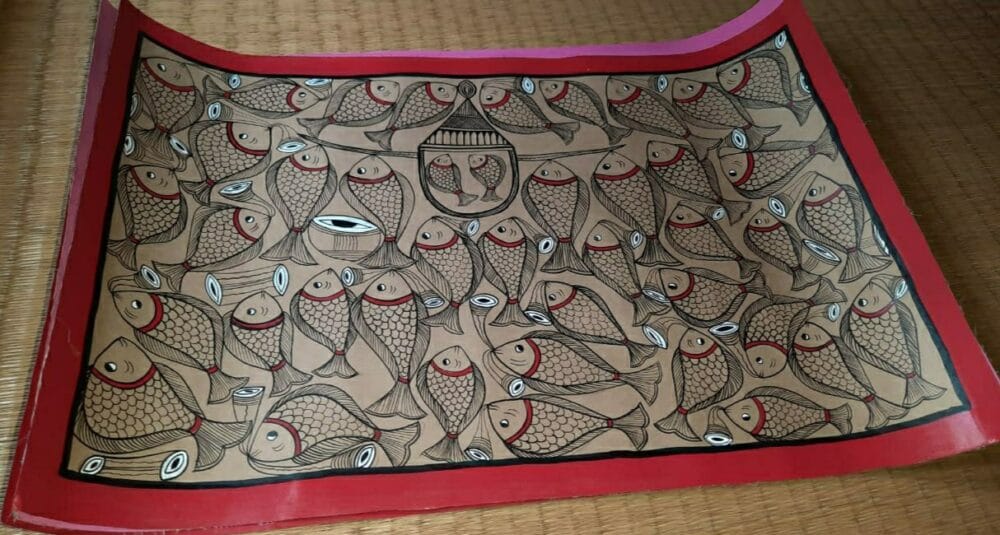 Fish marriage #5 - Pattachitra painting (22" x 14") - International ...