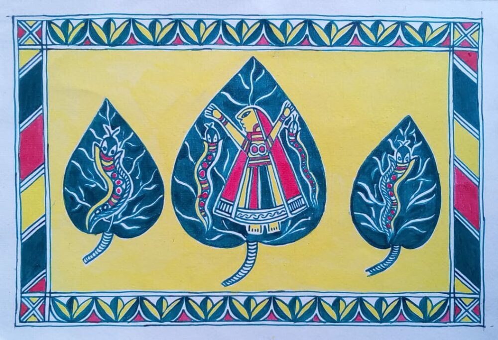 Manasa Devi - Manjusha painting (15" x 11") - International Indian Folk ...