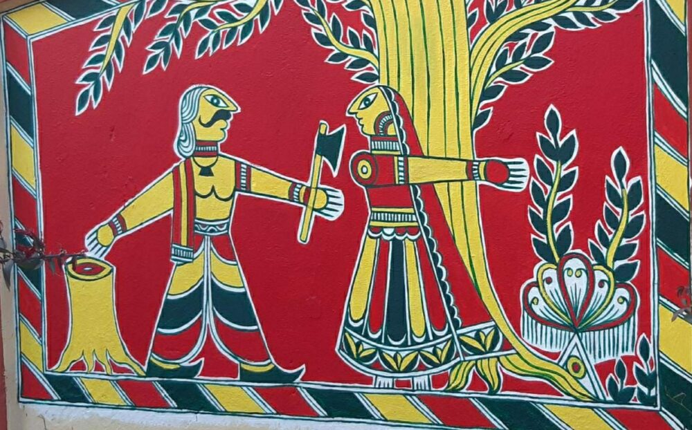 Manjusha painting #2 (4 x 3 feet) - International Indian Folk Art Gallery