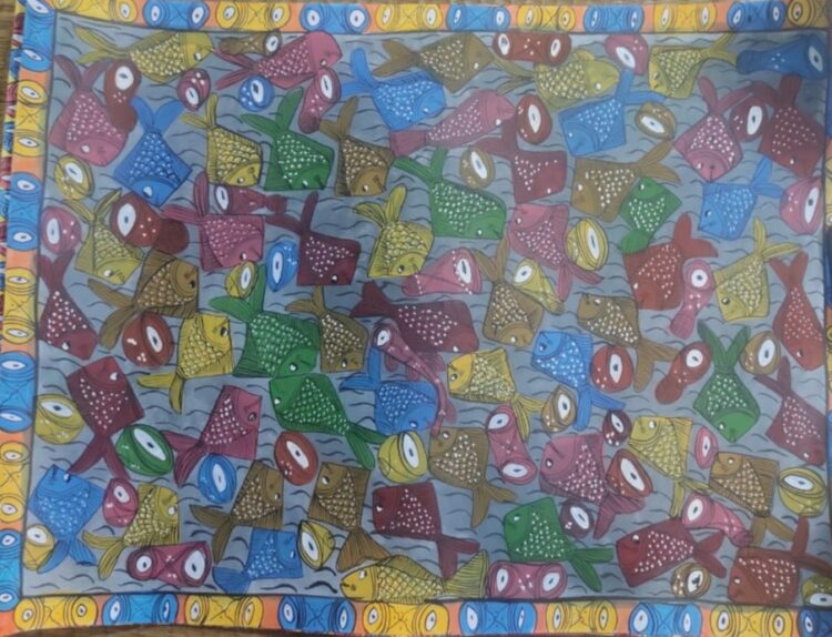 Fish marriage #2 - Pattachitra painting (28" x 22") - International ...