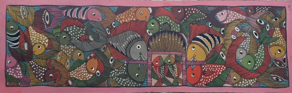 Fish marriage #1 - Patua/Pattachitra art (22" x 7") - International ...