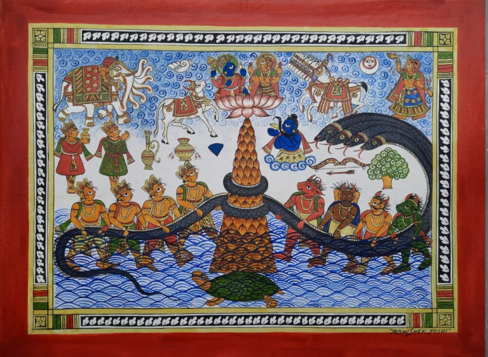 Samundar Manthan - Phad painting (24" x 18") - International Indian ...