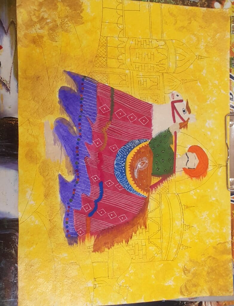 Kacchi godi dancer painting - International Indian Folk Art Gallery