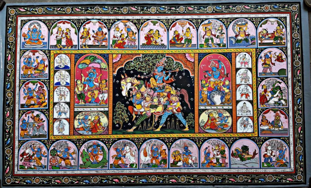 Krishna Story #2 - Pattachitra painting (24" x 40") - International ...