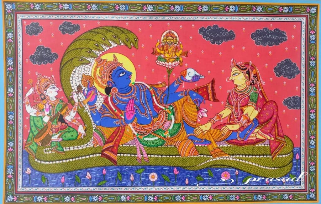 Lakshmi Narayan Ananthashayanam - Pattachitra painting (36" x 24 ...