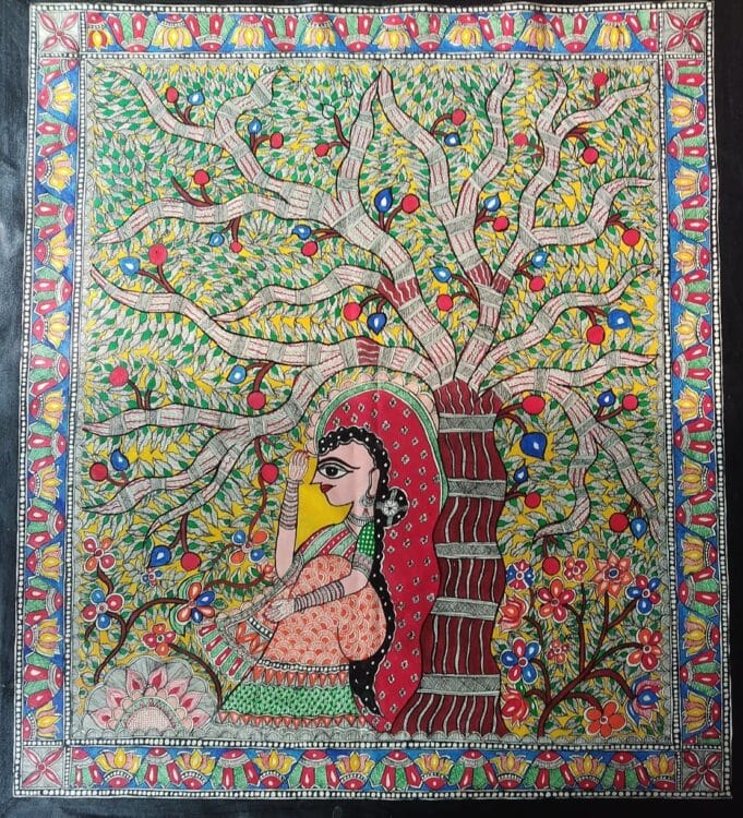 Sita Mata - Madhubani painting (3ft x 3ft) - International Indian Folk ...