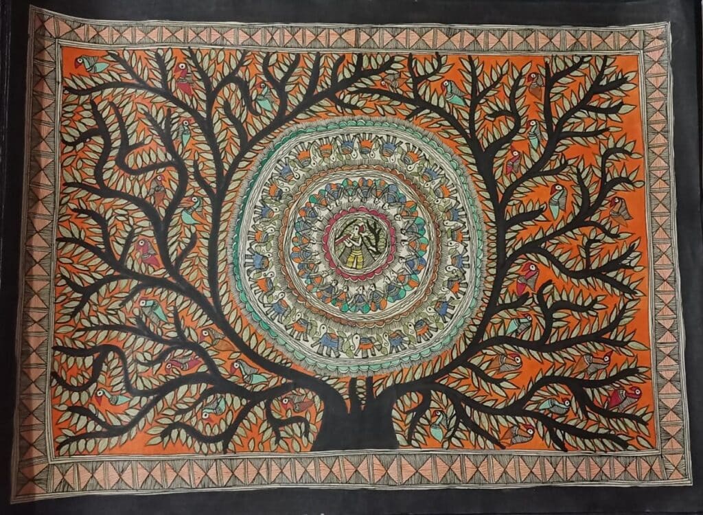 Tree of Life with Mandala - Madhubani painting (22" x 30 ...