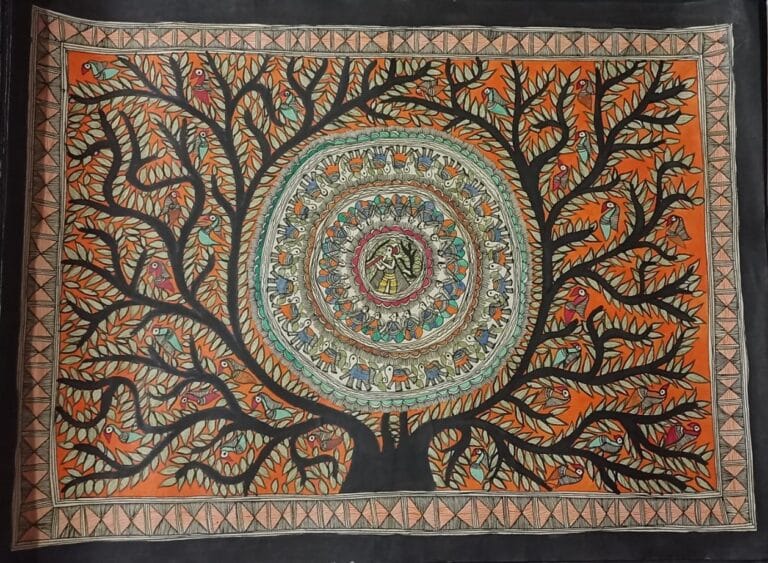 Tree of Life with Mandala - Madhubani painting (22" x 30 ...