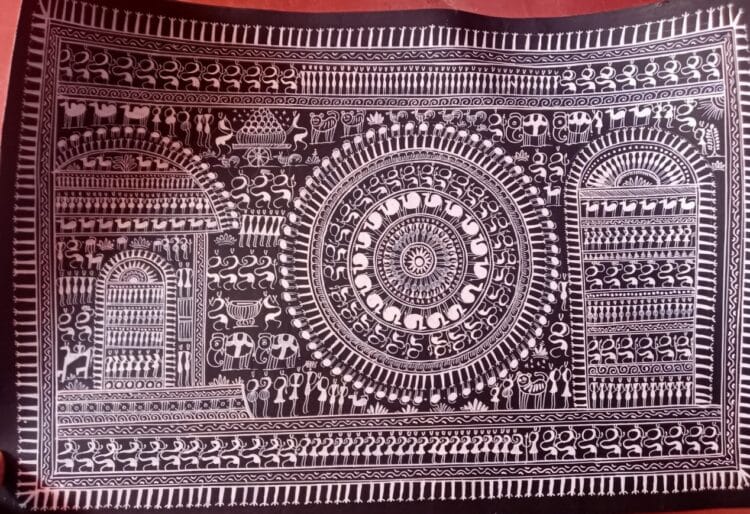 Tribal Art #4 - Saura Art (30" x 20") - International Indian Folk Art ...