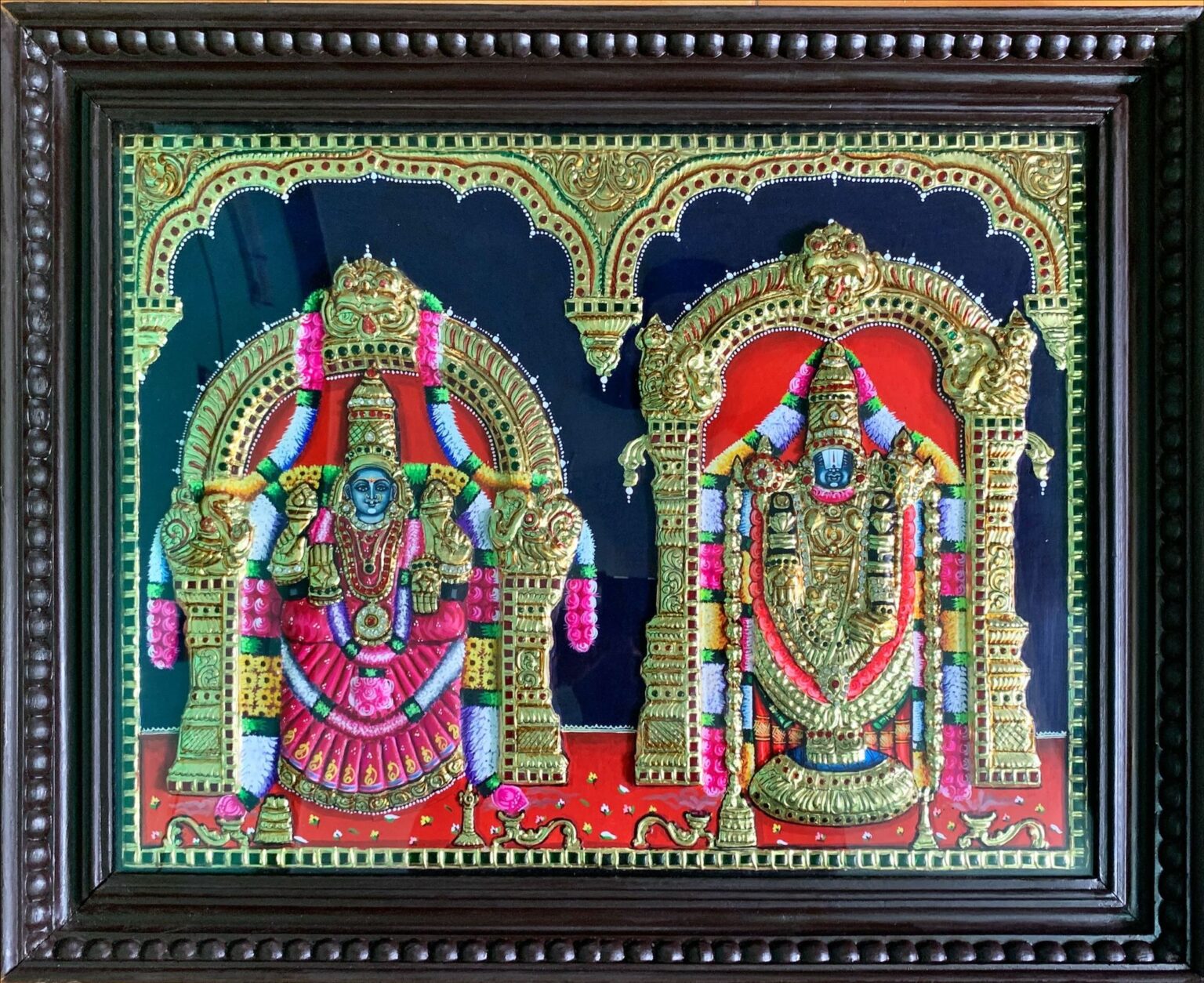 Balaji with Padmavathi #2 - Tanjore Painting (24" x 18" with frame ...
