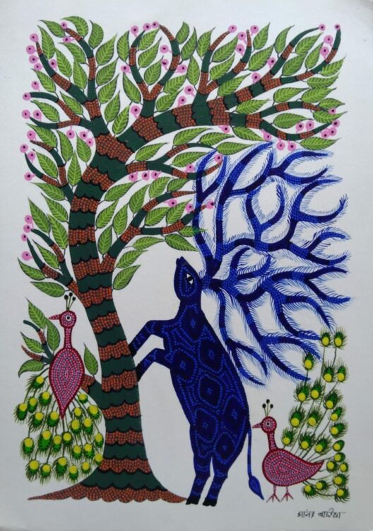 Hiran - Bhil Pithora Painting (11" x 14') - International Indian Folk ...