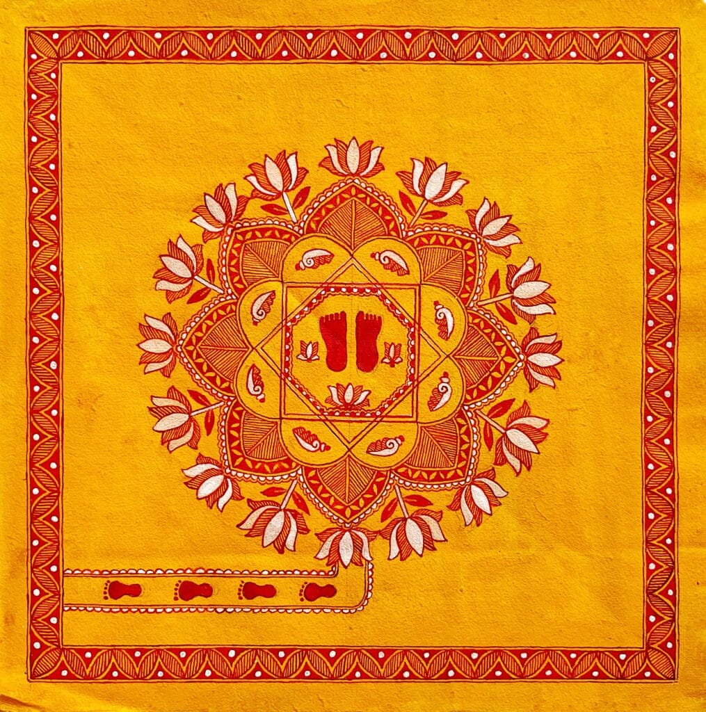 Devothan Aripan - Aripan Mithila Art (11" x 11") - International Indian ...