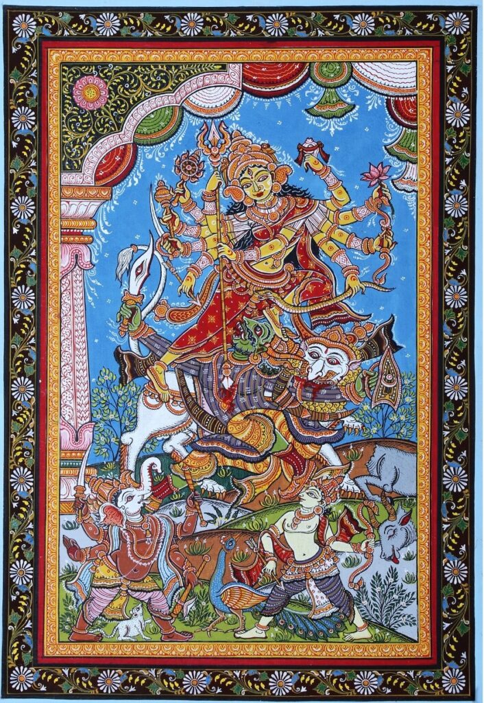 Mahishasurmardhani - Pattachitra painting (19" x 13") - International ...