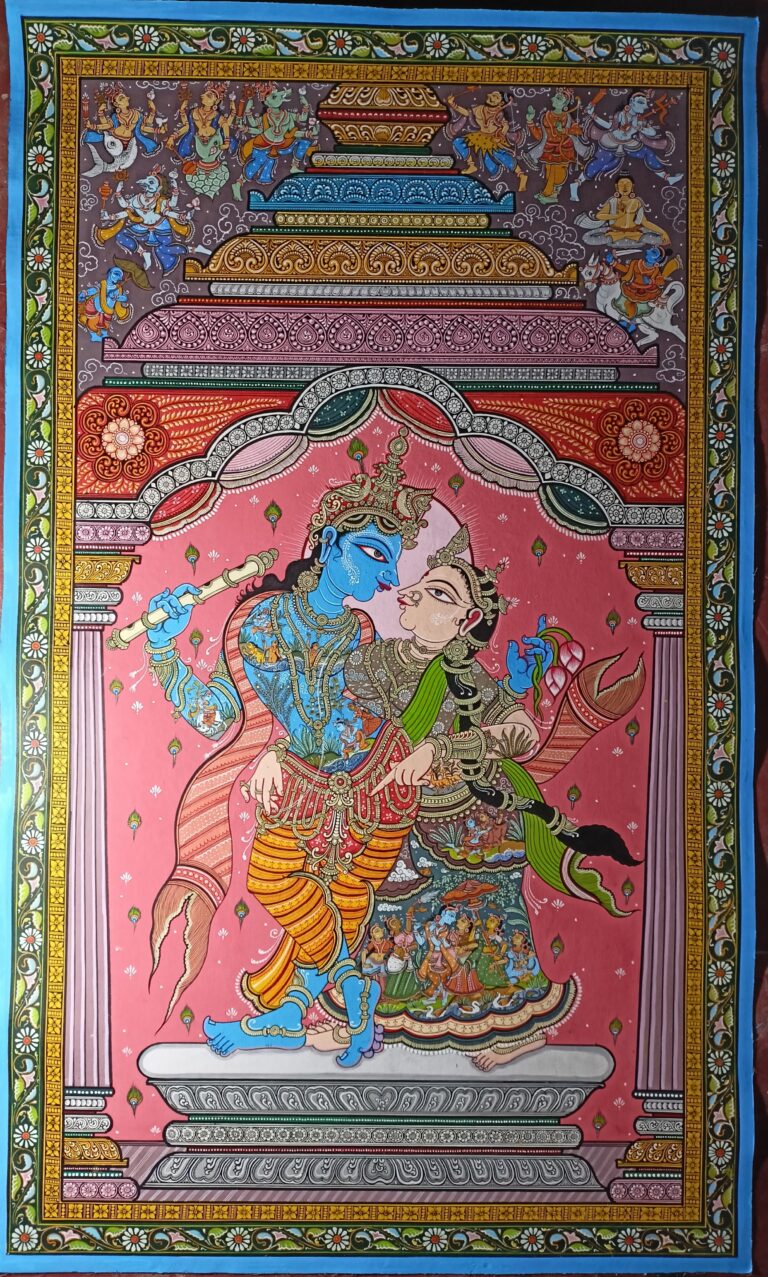 Radha Krishna #7 - Pattachitra painting (3ft x 2ft) - International ...