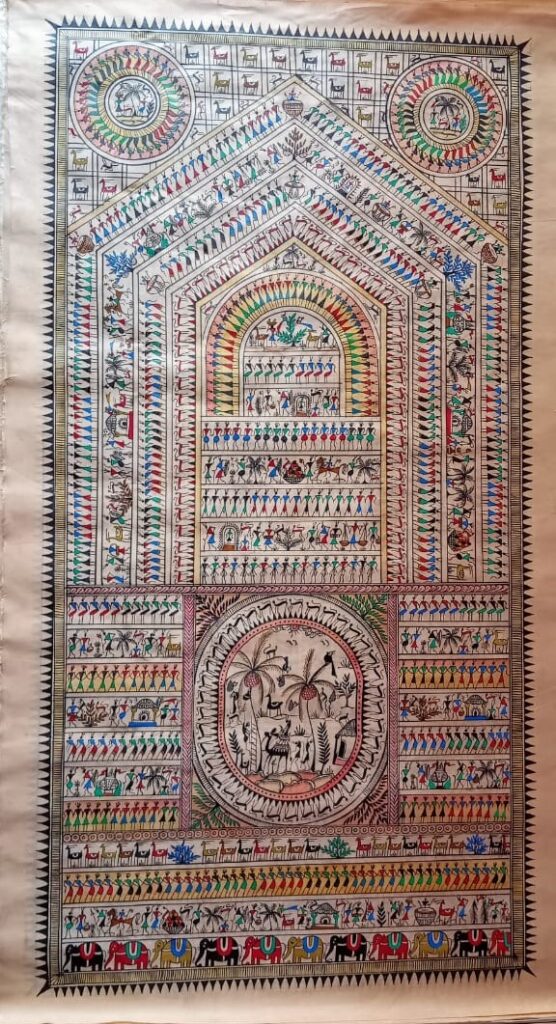 Saura Painting #13 (21" x 41") - International Indian Folk Art Gallery