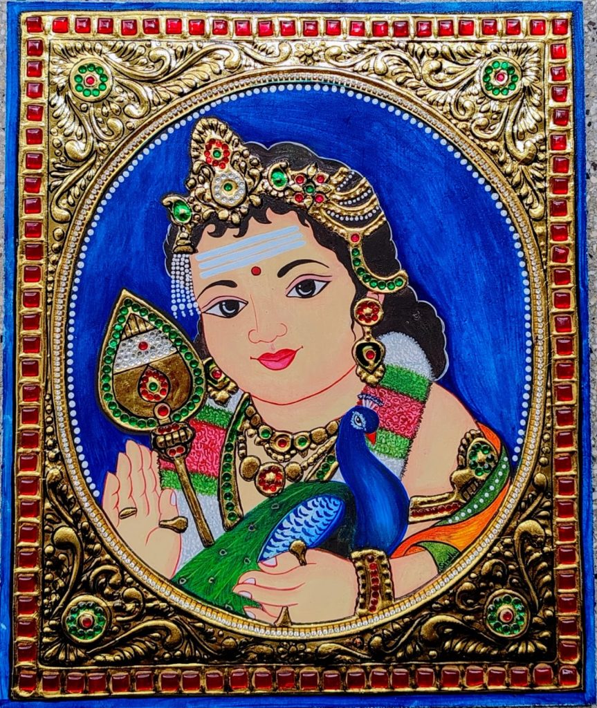 Kartikeya - Tanjore painting (10" x 12") - International Indian Folk ...